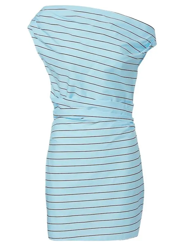 Staud Phare Striped Cotton Poplin Mini Dress - Blue