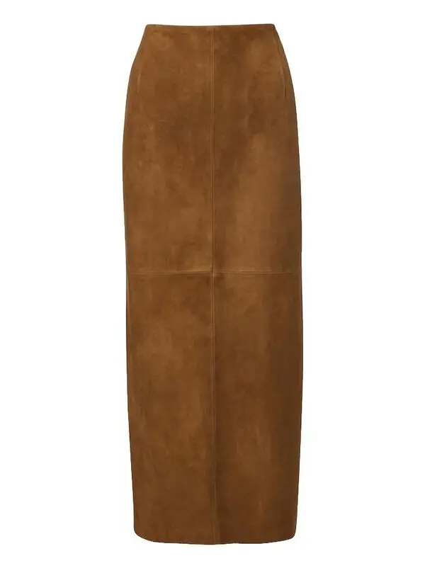 Nour Hammour Suede Midi Skirt - Brown