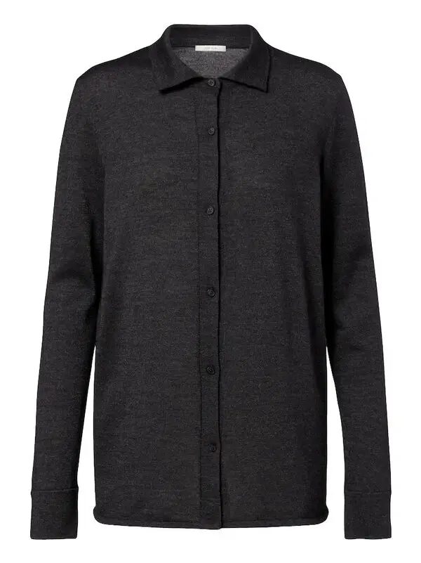 THE ROW Ocari Knitted Cashmere And Silk Shirt - Grey