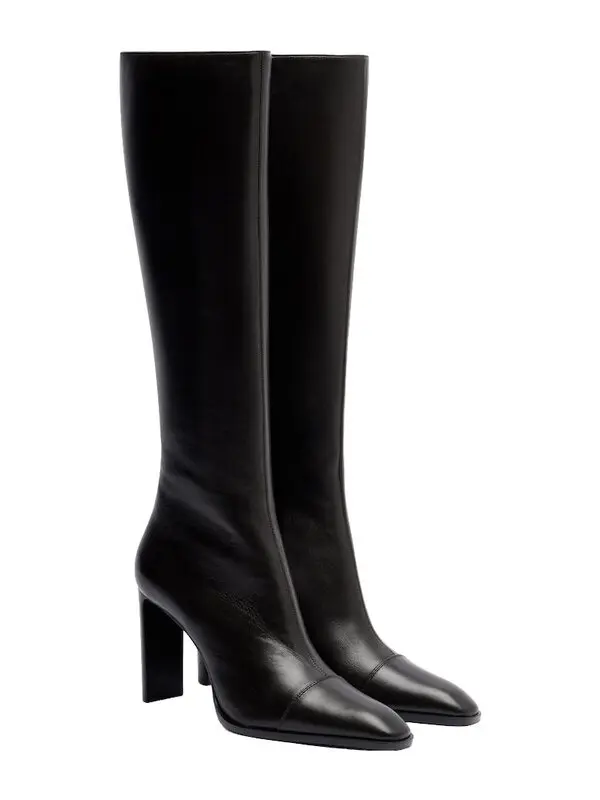 Saint Laurent Venetia Leather Knee-high Boots - Brown