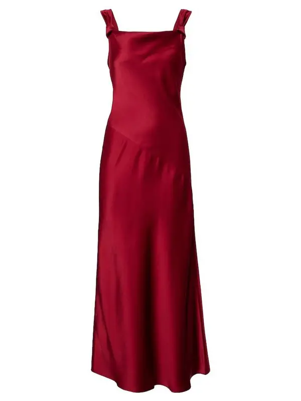 Max Mara Crêpe Satin Maxi Dress - Red