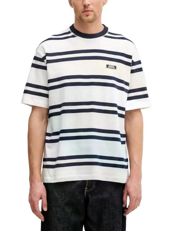 Guess Horizontal-stripe Logo-patch T-shirt - White