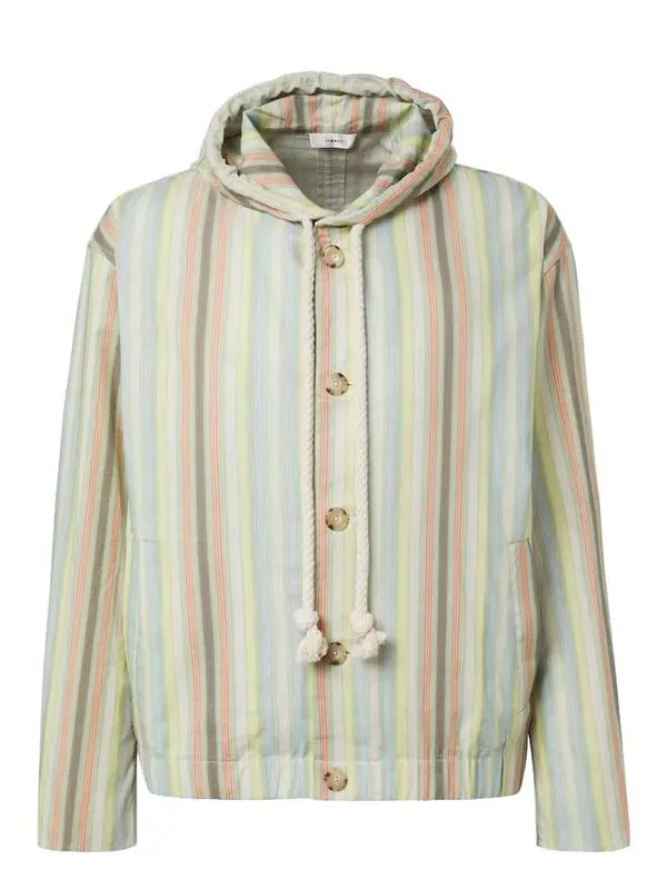 Commas Striped Hooded Hemp And Cotton Jacket - Multicoloured