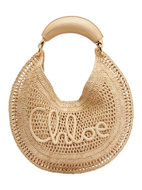 Chloé Raffia Shoulder Bag - Beige