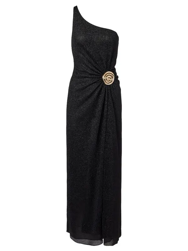 Oseree Lumière Gathered Maxi Dress - Black