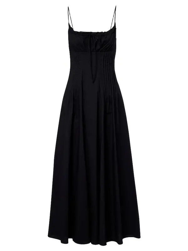 Staud Margi Cotton Poplin Midi Dress - Black