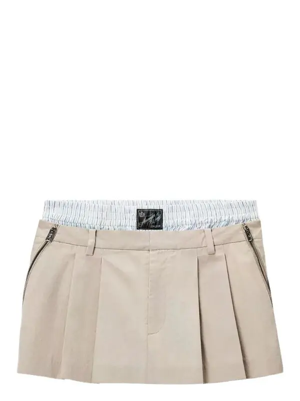 Alexander Wang Pleated Skort With Zip Detail - Neutrals