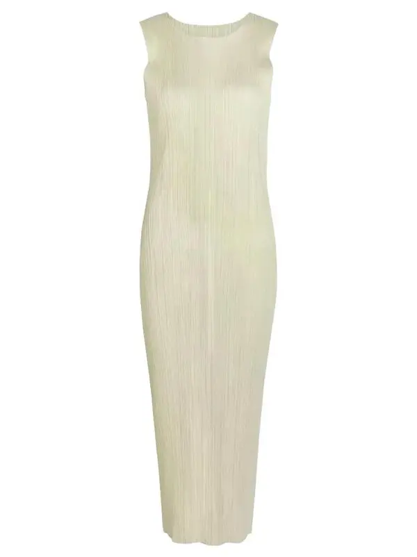 Issey Miyake May Pleated Sleeveless Midi Dress - Neutrals