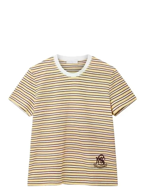 Stella McCartney Striped Logo Patch T-shirt - Yellow
