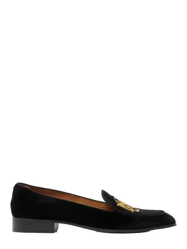 Stella McCartney Logo-embroidered Velvet Loafers - Black
