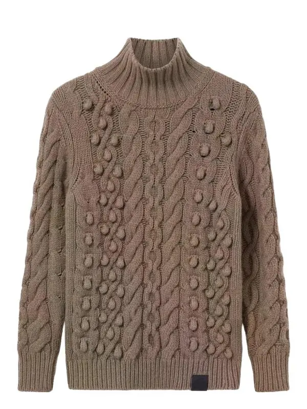 Stella McCartney Cable Knit Bobble Detail Sweater - Brown