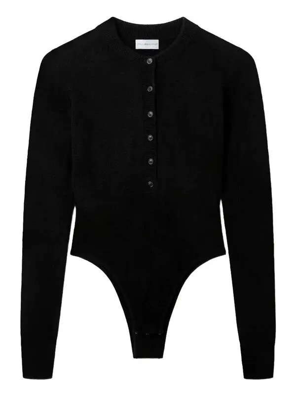 Stella McCartney Wool Knitted Crew Neck Cut-out Detail Long Sleeve Top - Black