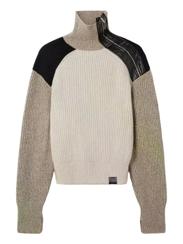 Stella McCartney Zip-panel Ribbed-knit Sweater - Neutrals