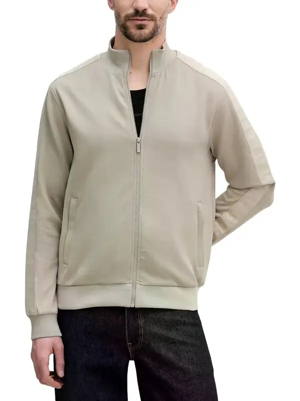 Karl Lagerfeld Logo Tape Zip-up Sweatshirt - Grey