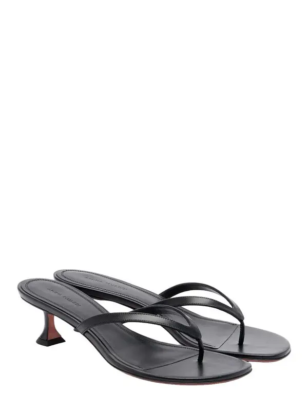 Amina Muaddi Juliette Leather Thong Sandals - Black