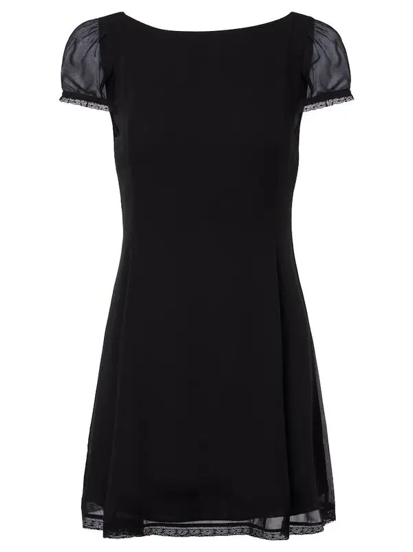 Posse Priscilla Lace-trimmed Silk Minidress - Black