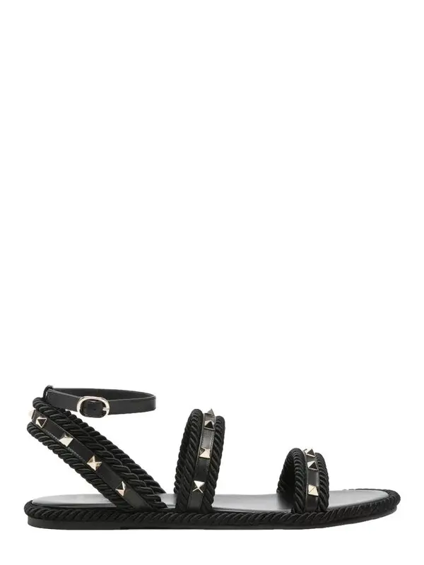 Valentino Garavani Rockstud Flat Sandals - Black