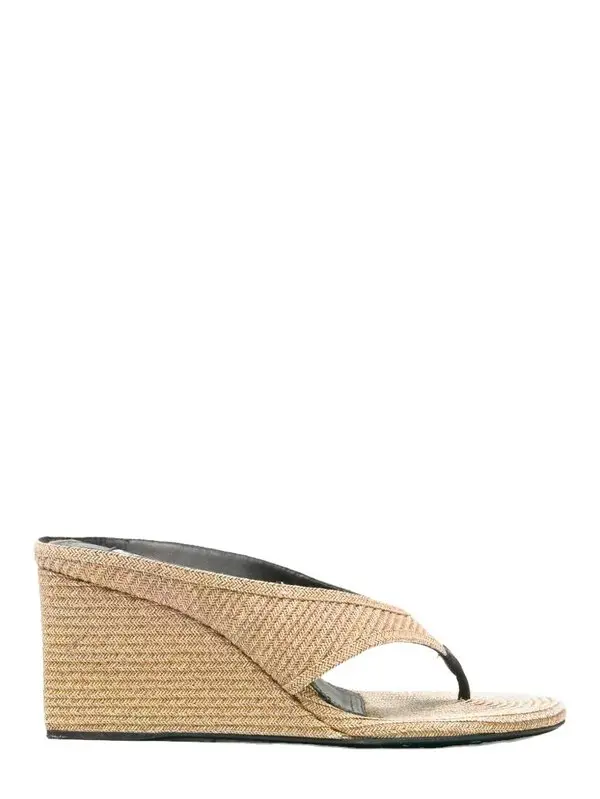 Alaïa Beige Woven Texture Thong Wedge Sandals - Neutrals