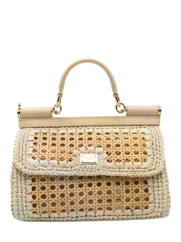 Dolce & Gabbana Sicily Woven Handbag - Neutrals