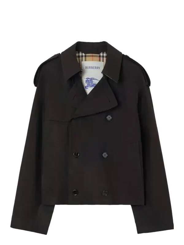 Burberry Cropped Tropical Gabardine Leadenham Trench Coat - Black