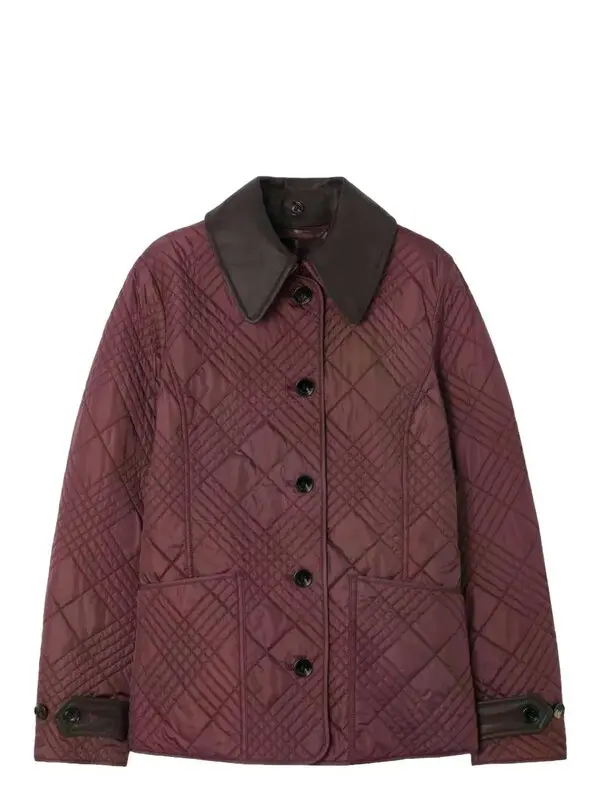 Burberry Quilted Nylon Fernleigh Jacket With Detachable Leather Collar - Red