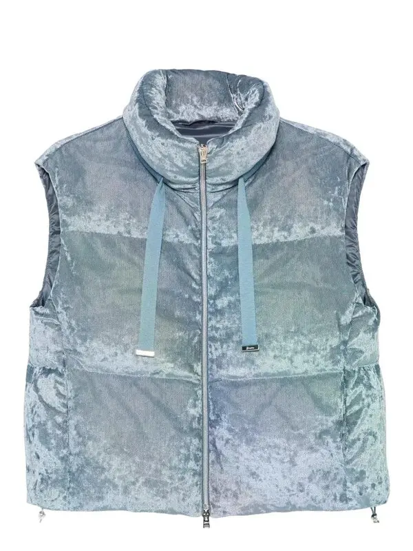 Herno Quilted Velvet Zip-up Gilet - Blue