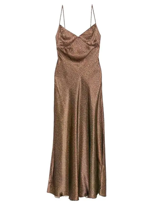 MC2 SAINT BARTH Leopard-print Silk Maxi Dress - Brown