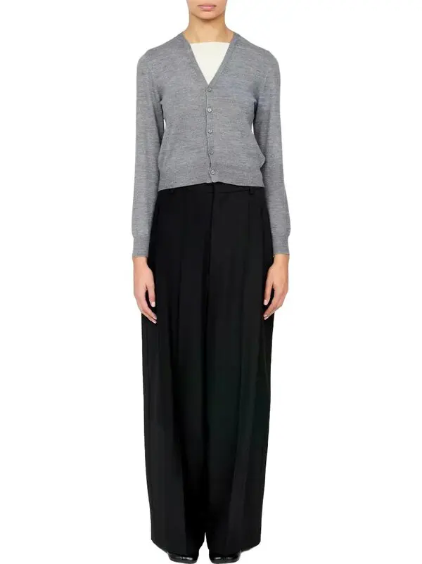 MAISON MARGIELA Cropped Cotton V-neck Cardigan - Grey