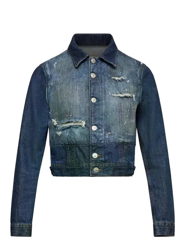 MAISON MARGIELA Cropped Denim Jacket - Blue