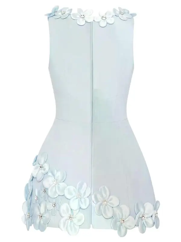 BRONX AND BRONCO Estelle Floral Appliqué Mini Dress - Blue
