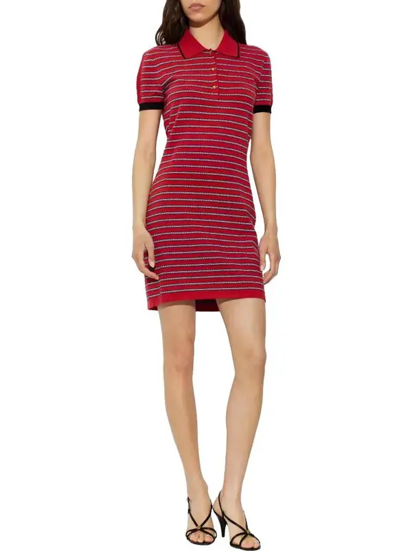 Versace Greca-pattern Striped Mini Dress - Red