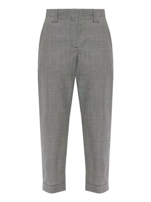 Versace Gingham Check Cropped Trousers - Black