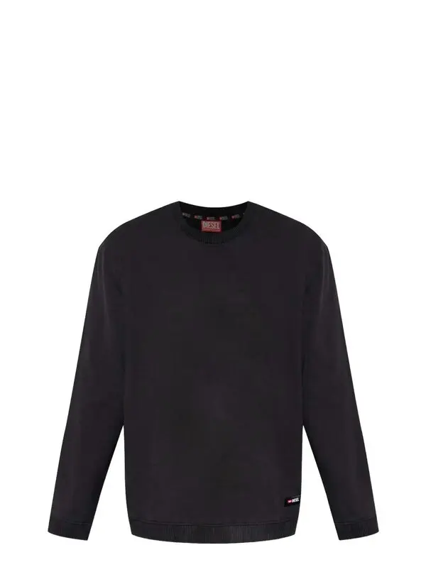 DIESEL® Crew Neck Logo Patch Sweatshirt - Black