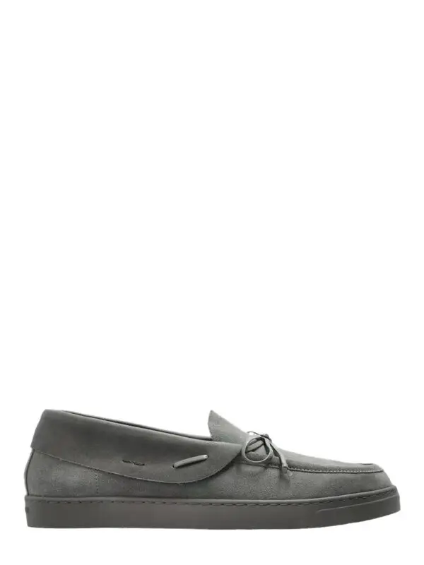 Giorgio Armani Suede Loafers With Bow Detail - Grey