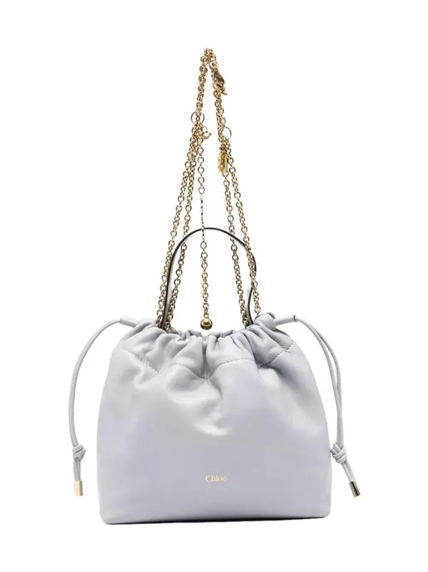 Chloé Drawstring Leather Tote Bag - Grey