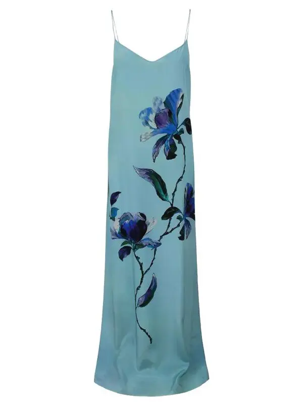 Ermanno Scervino Floral Print Maxi Dress - Blue