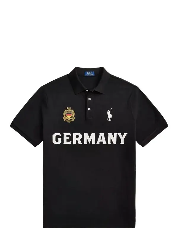 Polo Ralph Lauren Germany Logo-embroidered Piqué Polo Shirt - Black