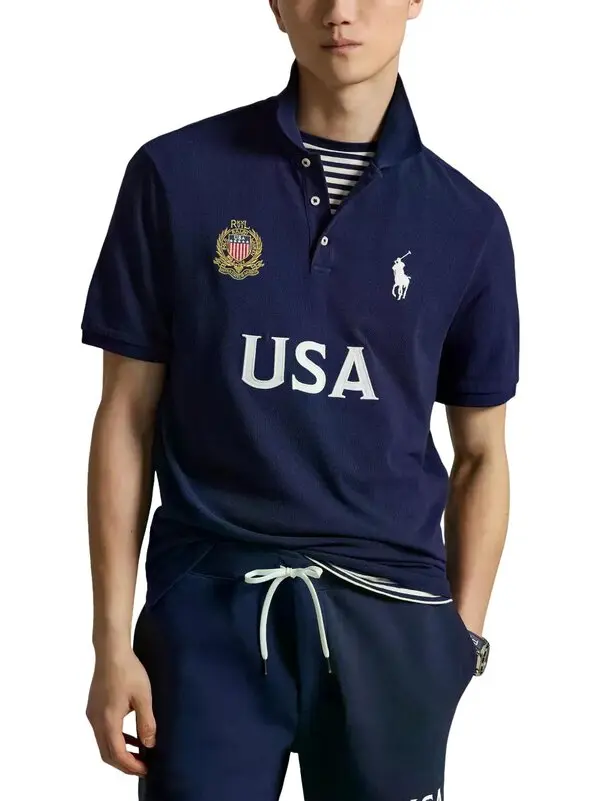 Polo Ralph Lauren Big Pony Logo-embroidered Piqué Polo Shirt - Blue