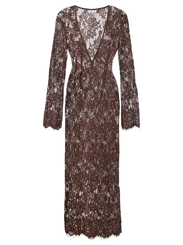 BANANHOT Millie Cotton And Silk Lace Maxi Dress - Brown