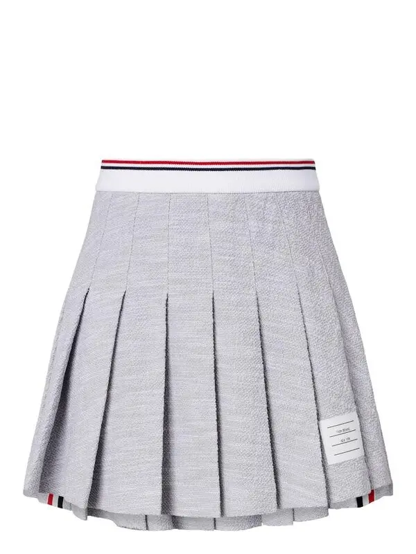 Thom Browne Pleated Cotton-blend Tweed Miniskirt - Grey