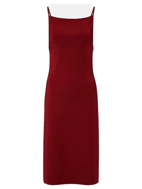 FERRAGAMO Ribbed-knit Midi Dress - Red