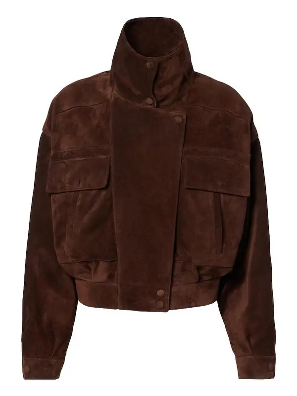 Saint Laurent Suede Bomber Jacket - Brown