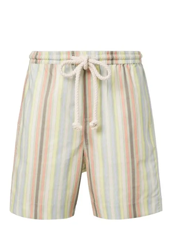 Commas Name Striped Hemp And Cotton Bermuda Shorts - Multicoloured