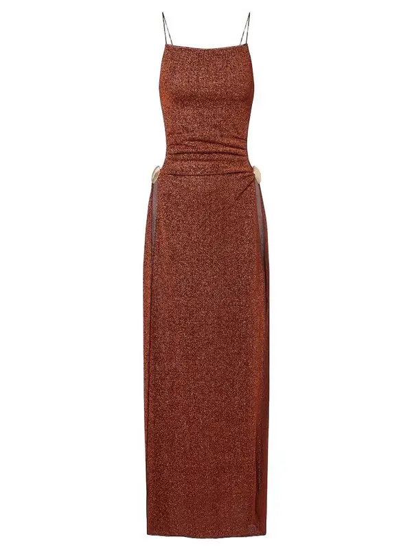 Oseree Lumiere Shell Open-back Maxi Dress - Brown