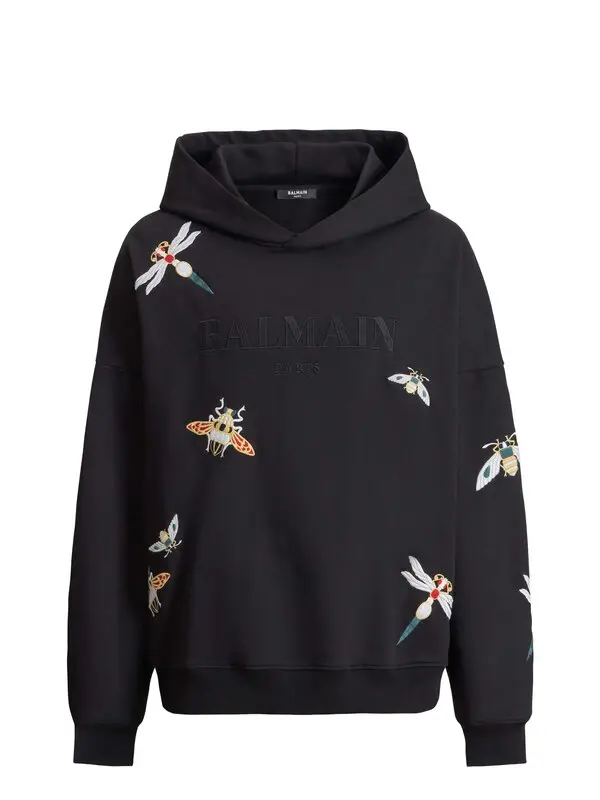 Balmain Embroidered Insect Hoodie - Black