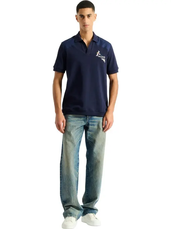 Balmain Embroidered Insect Polo - Blue
