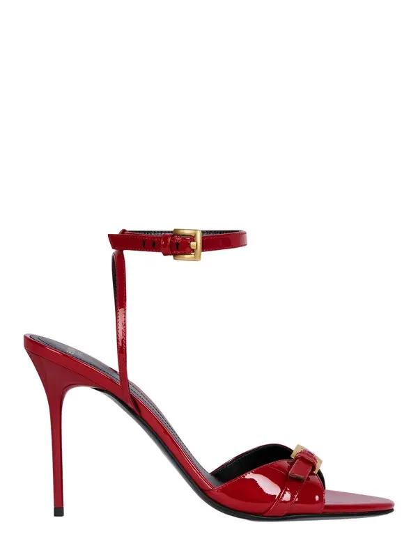 Balmain Anthem Stiletto Sandals With Gold Metal Buckle - Red