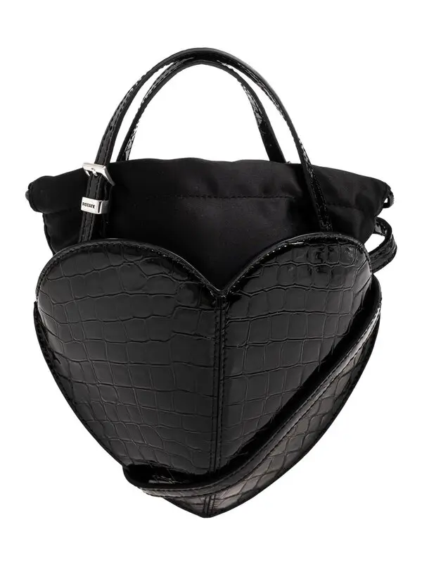 ROTATE BY BIRGER CHRISTENSEN Heart-shaped Crocodile-embossed Leather Bag - Black