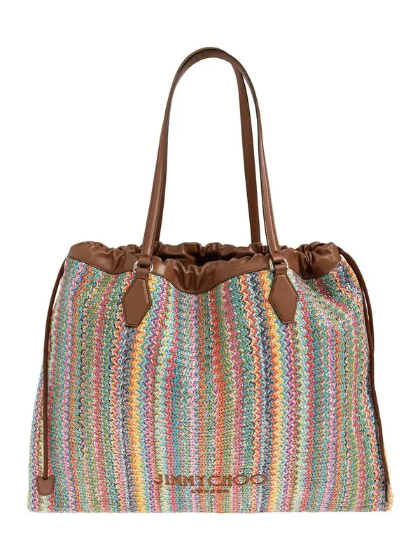 JIMMY CHOO Woven Drawstring Large Shoulder Bag - Multicolour