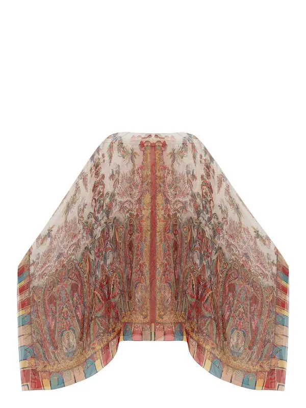 Etro Silk Printed Poncho - Multicolour